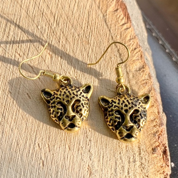 Jewelry | Cheetah Lioness Animal Golden Earrings | Poshmark